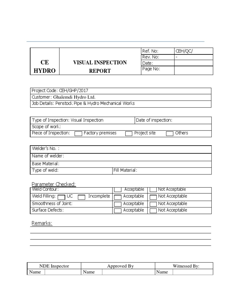 Visual Inspection Report for Penstock Pipe and Hydro Mechanical Works ...