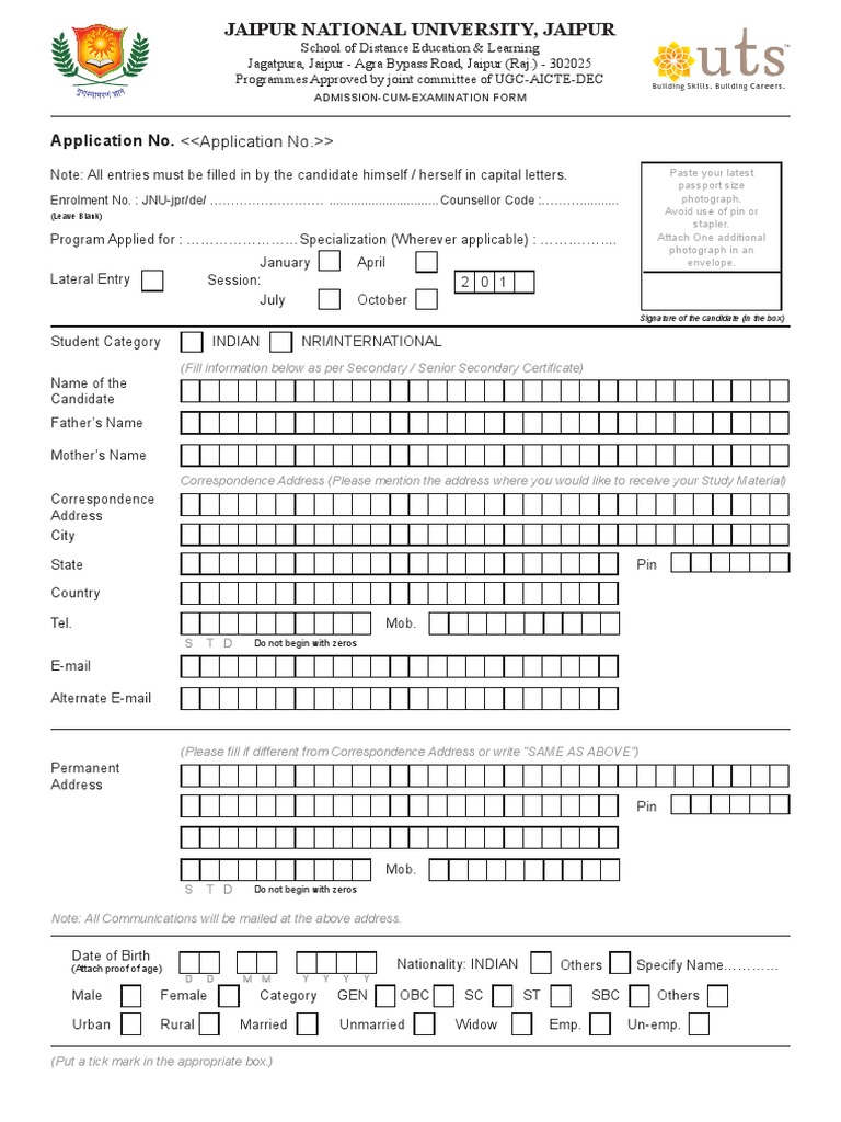 JNU Admission Form | PDF | Arbitration | Indemnity