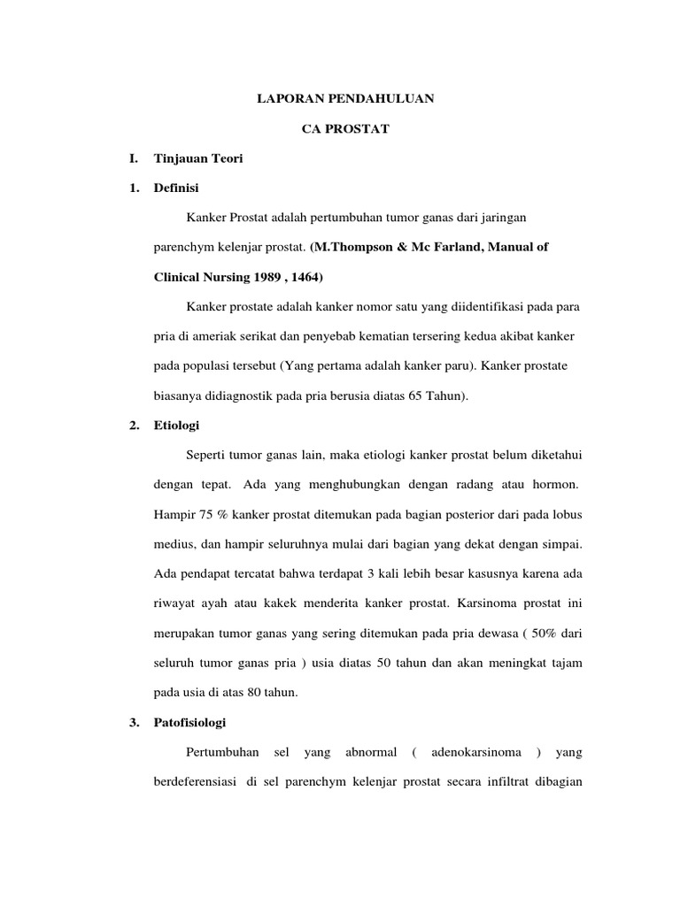 Laporan Pendahuluan CA Prostat | PDF