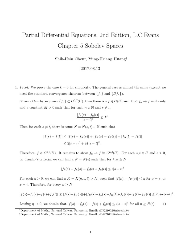 Evans Pde Solution Chapter 5 Sobolev Pdf Fourier Transform Functional Analysis