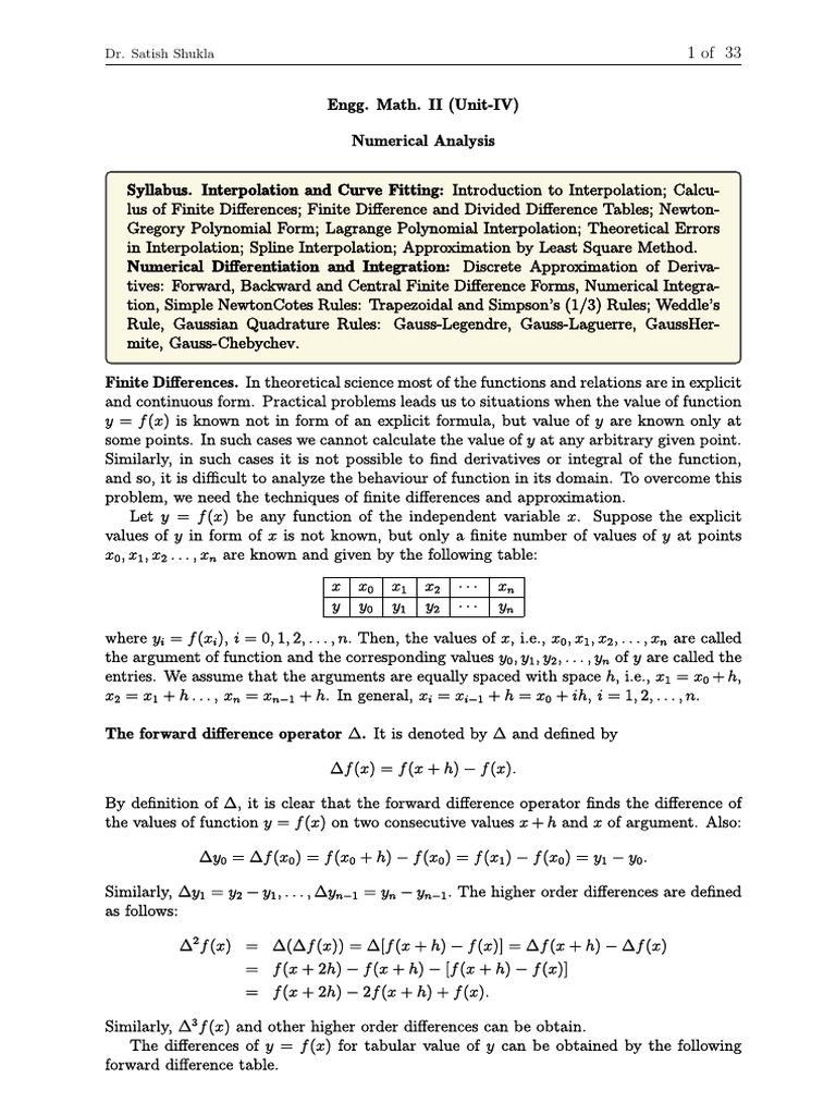 Unit - IV | PDF | Interpolation | Numerical Analysis