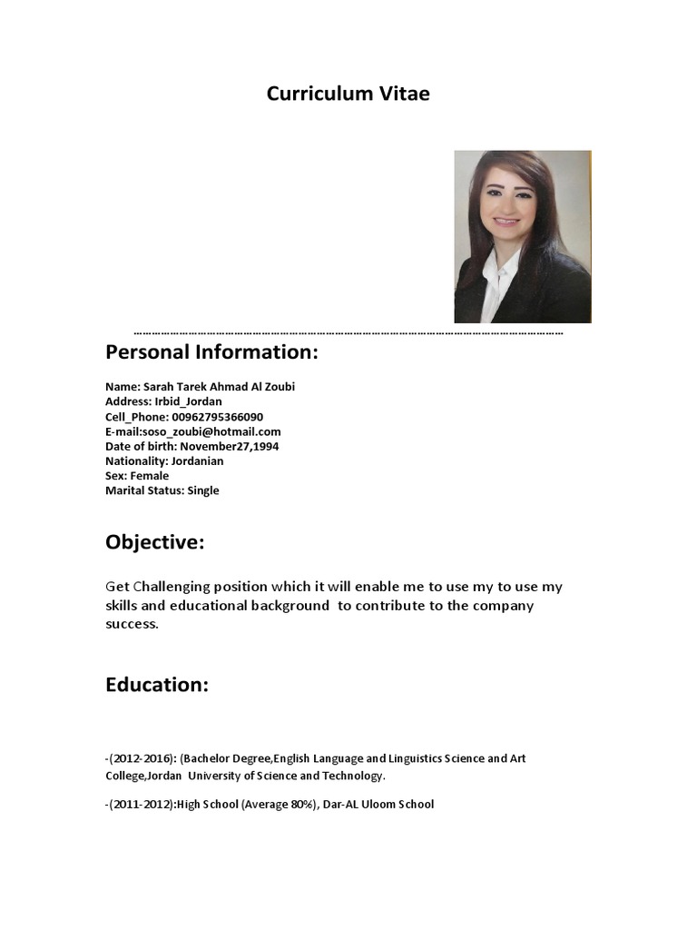 Curriculum Vitae - Docx Sara - Docxnew | PDF