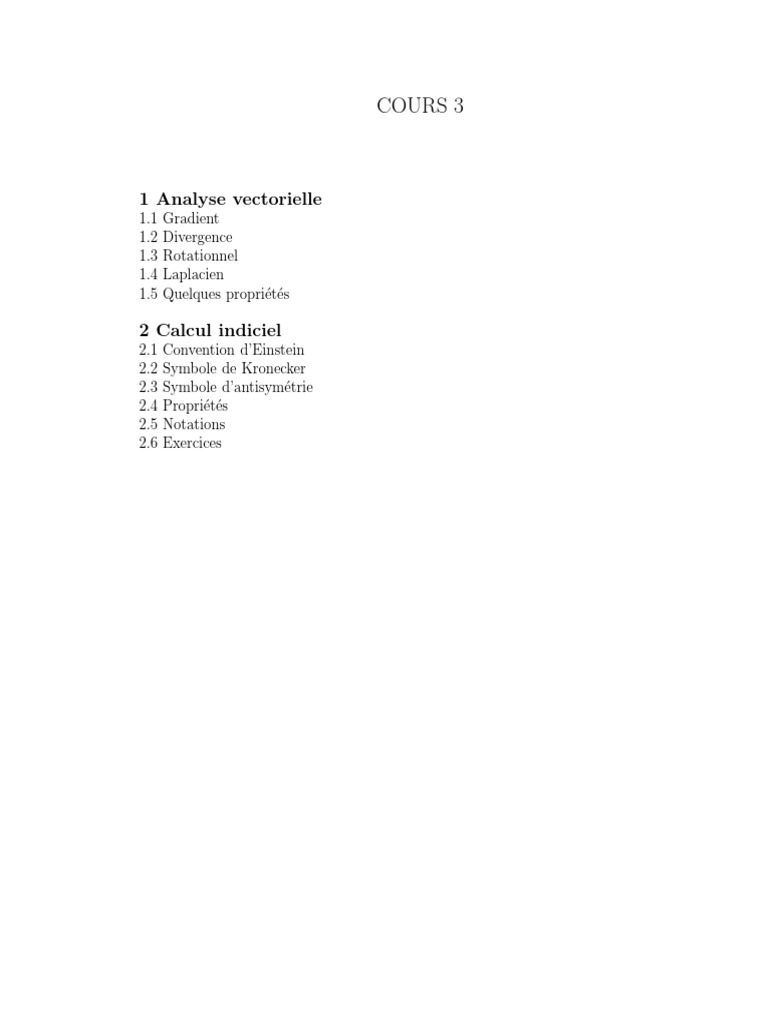 Analyse vectorielle et calcul indiciel | PDF | Analyse vectorielle ...