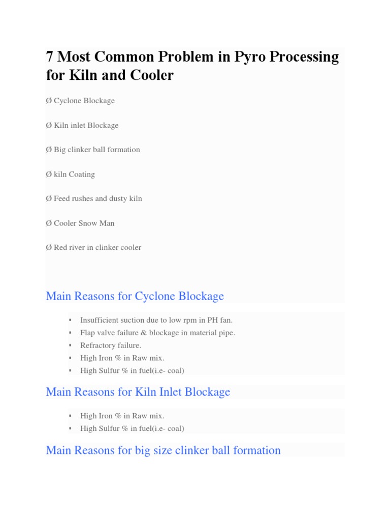 7 Most Common Problem in Pyro Processing For Kiln and Cooler | PDF | Mechanical Engineering ...