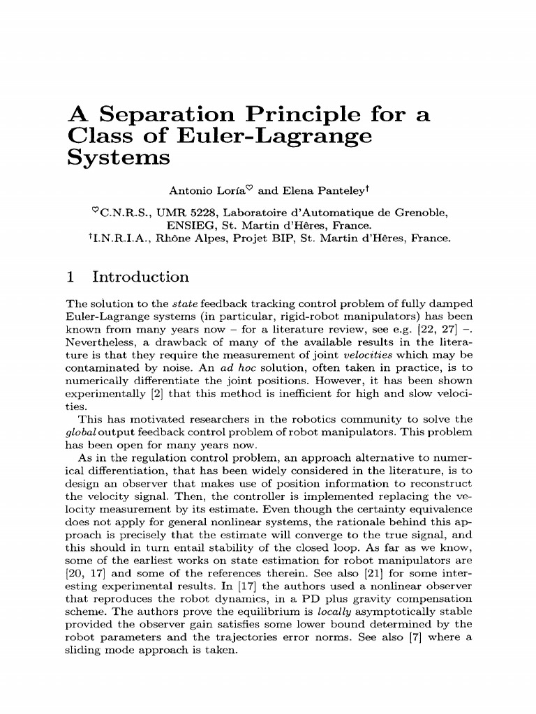 A Separation Principle For A Class of Euler-Lagrange Systems (Loria ...