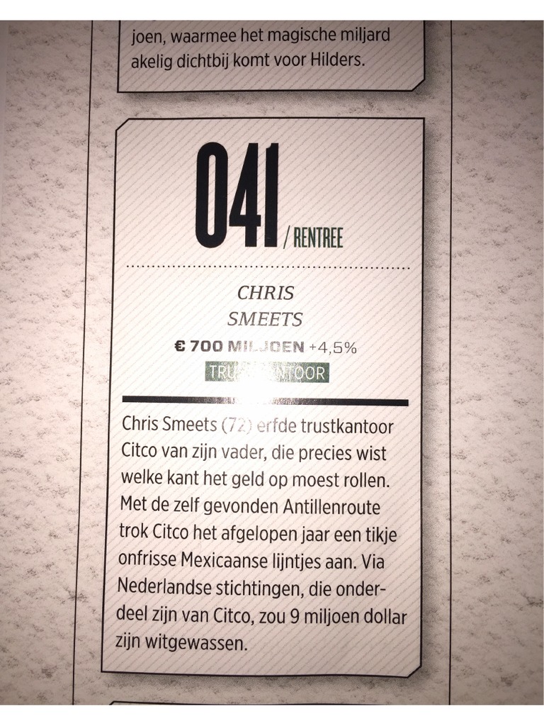 Chris Smeets Citco Witwassen Mexicaanse Lijntjes - Quote 500 2017 | PDF