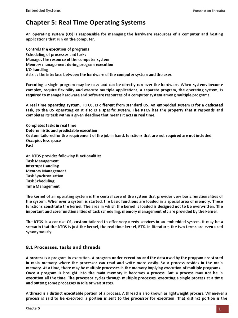 Chapter 5 Real Time Operating Systems | PDF | Scheduling (Computing) | Process (Computing)