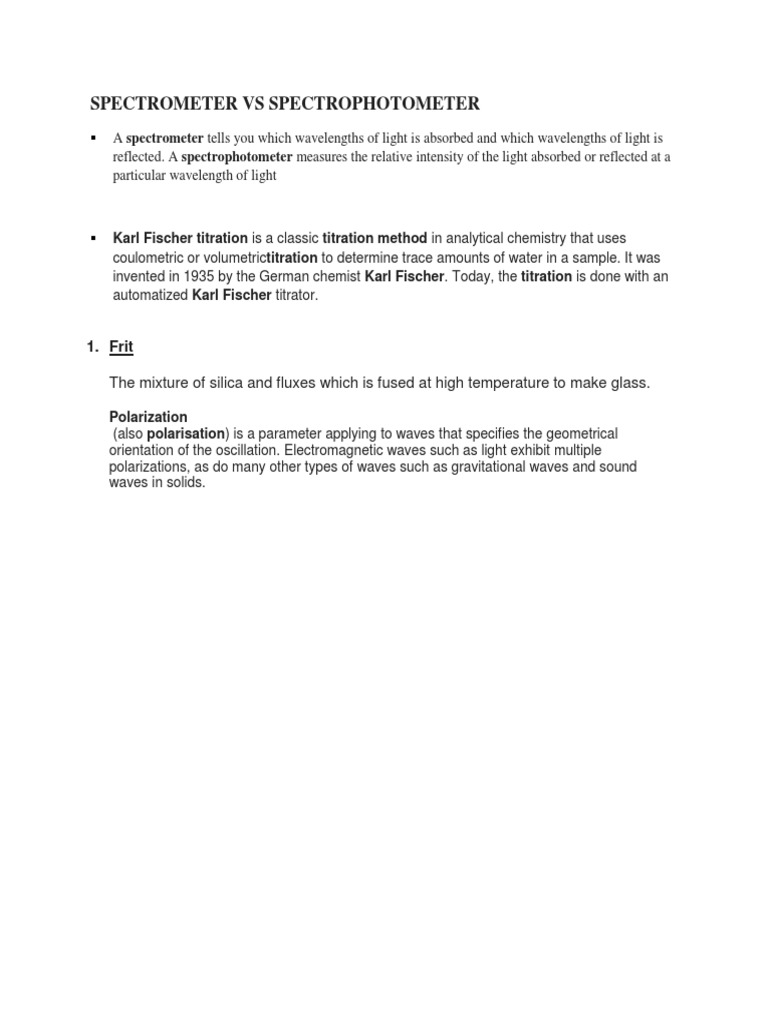 Spectrometer Vs Spectrophotometer | PDF | Polarization (Waves) | Waves