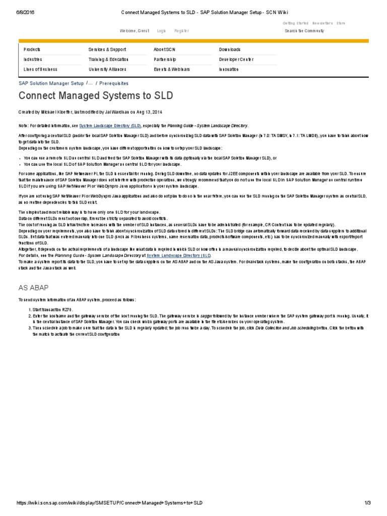 Connect Managed Systems To SLD - SAP Solution Manager Setup - SCN Wiki ...