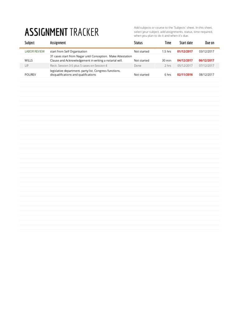 An Efficient Assignment Tracker to Stay Organized and On Schedule | PDF