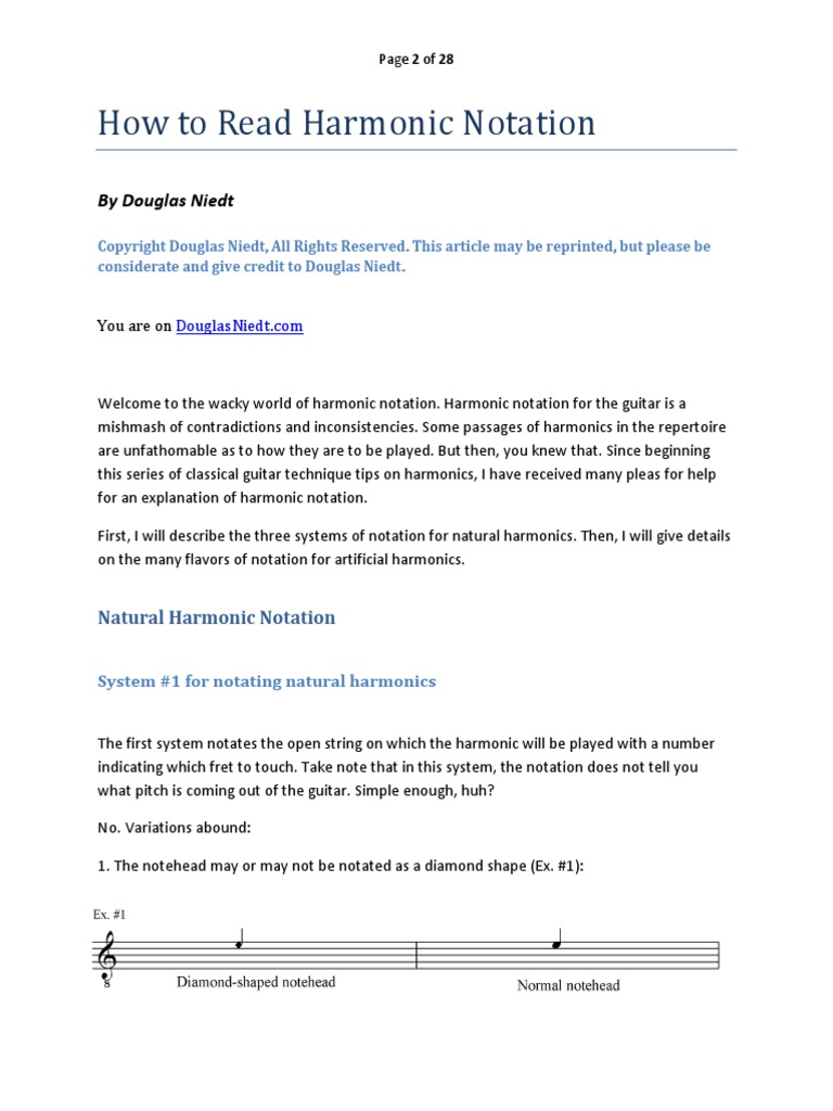 How To Read Harmonic Notation Revised | PDF | Guitars | Harmonic