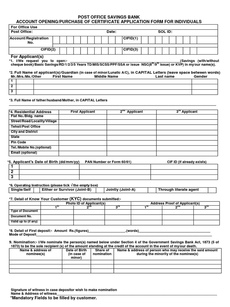 POST OFFICE ACCOUNT APPLICATION | PDF | Banking | Government
