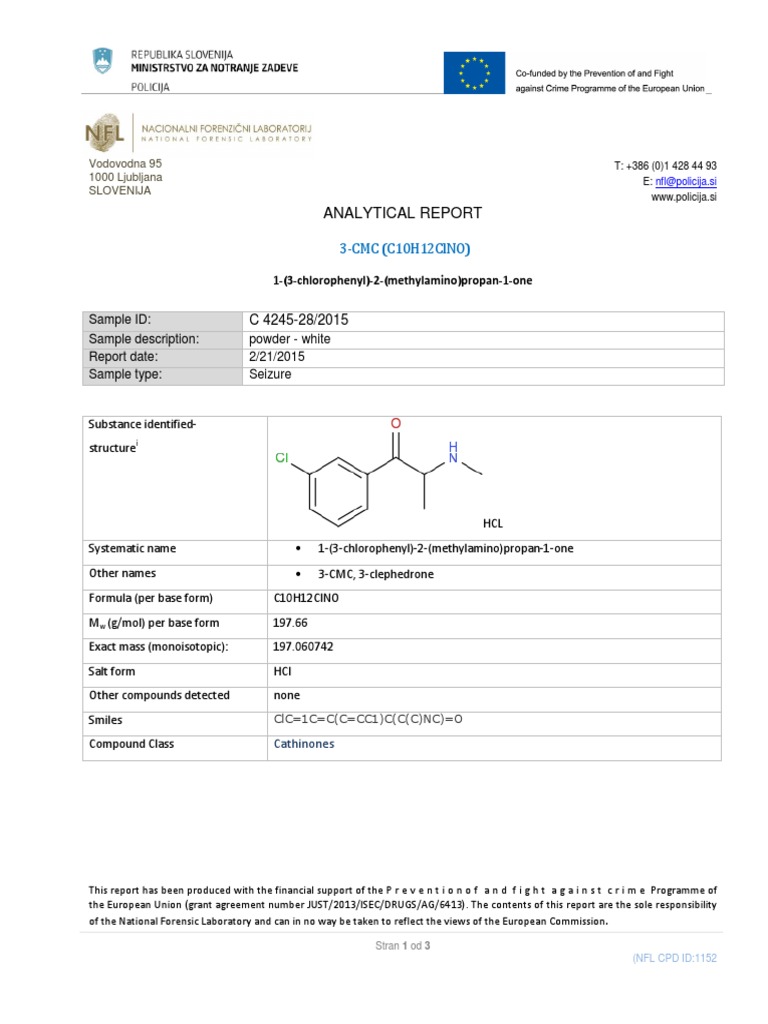 Analytical Report on 3-CMC Powder | PDF | Gas Chromatography–Mass ...