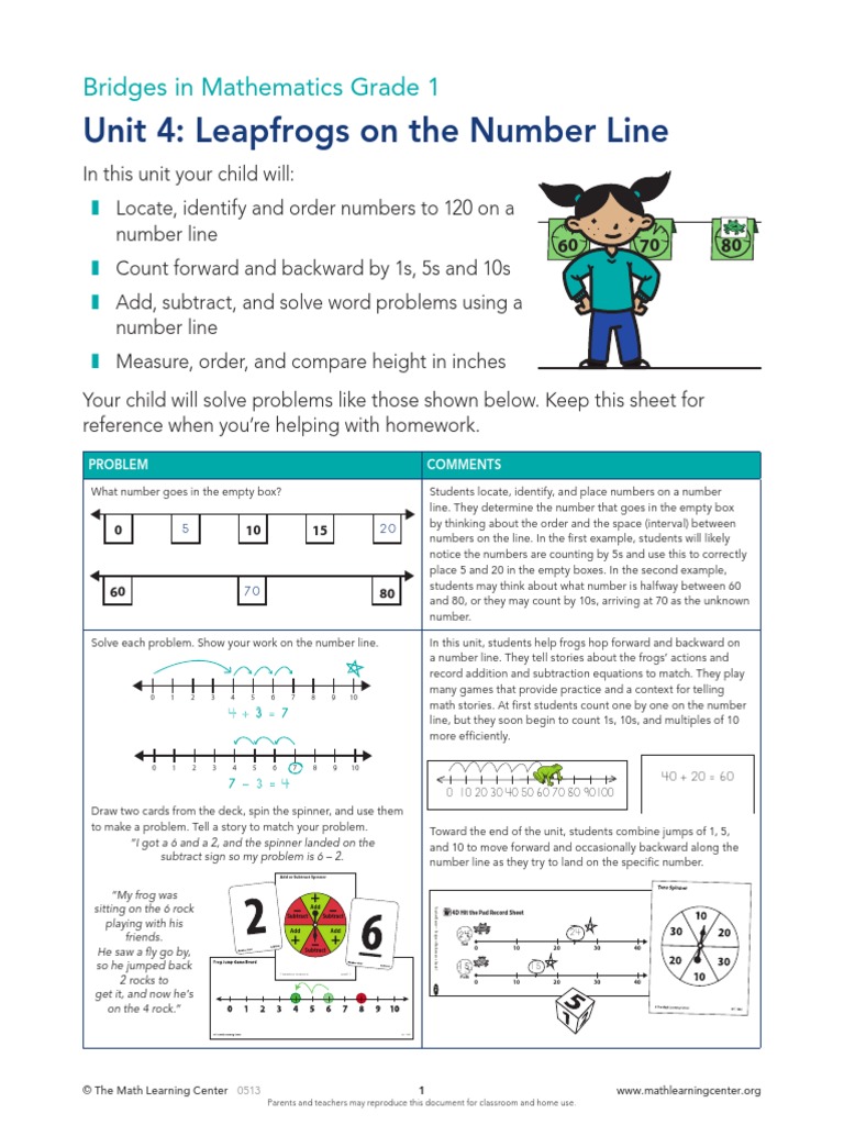 Unit 4: Leapfrogs On The Number Line: Bridges in Mathematics Grade 1 ...