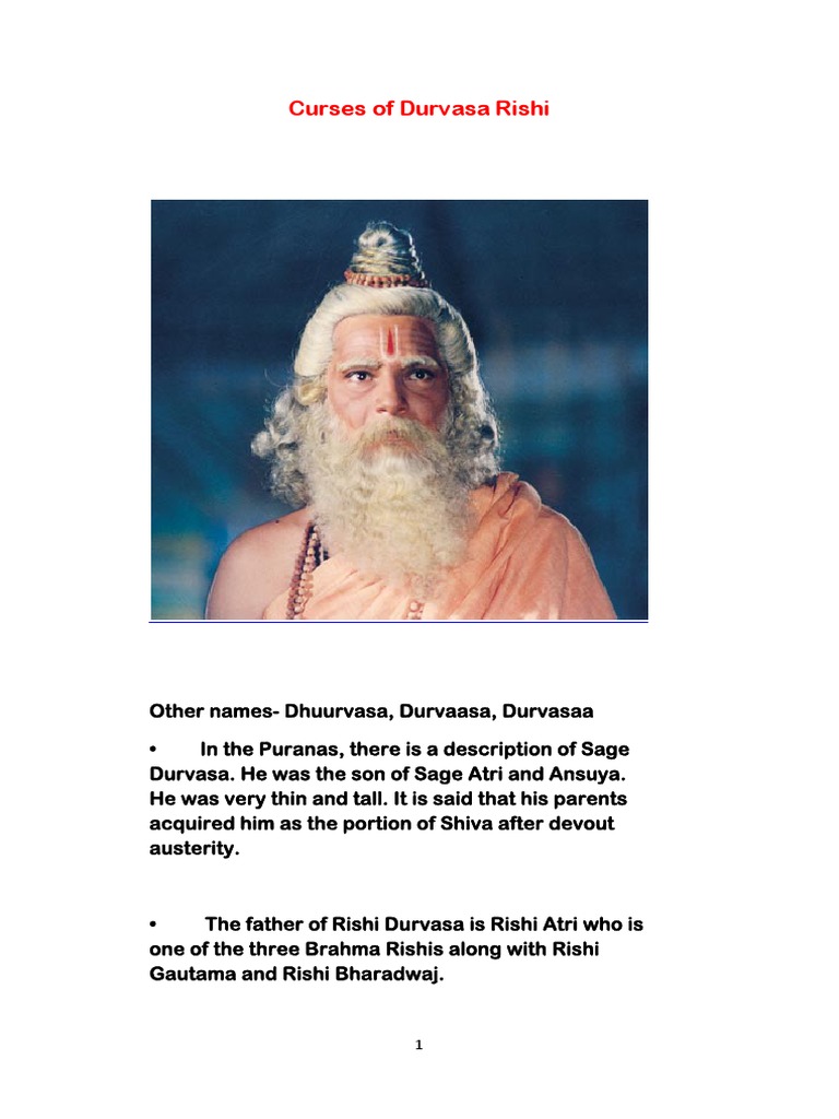 Curses of Durvasa Rishi | PDF | Hindu Mythology | 1st Millennium Bc Books