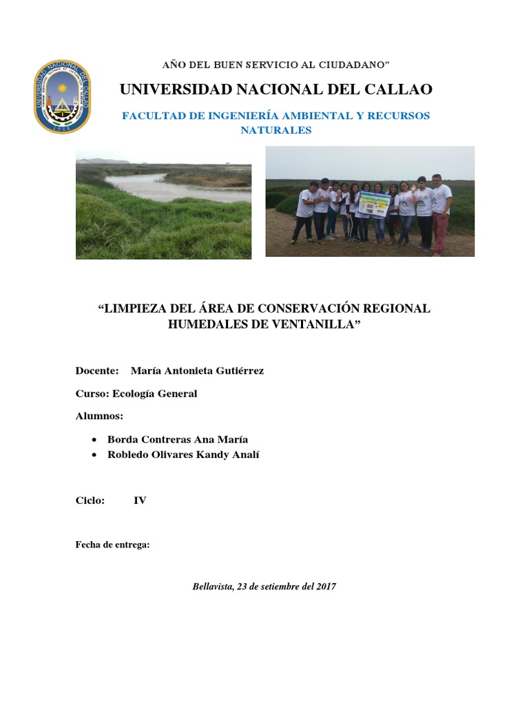 Humedales de Ventanilla Inofmre | Descargar gratis PDF | Biodiversidad | Humedal