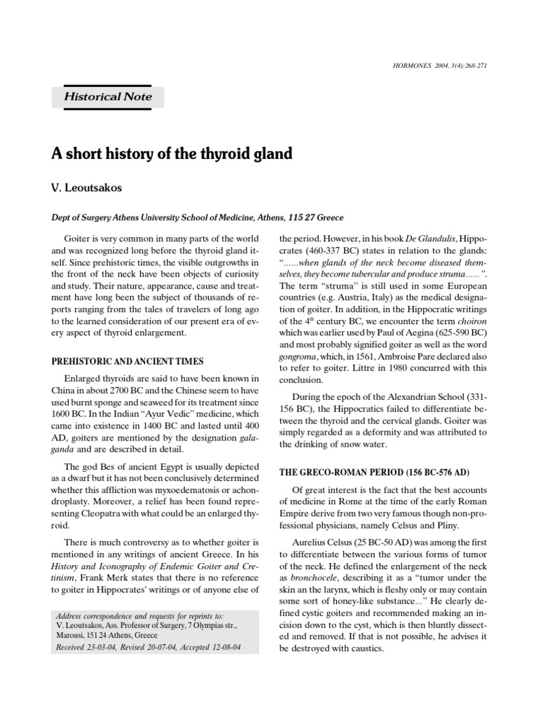 History of the Thyroid Gland | PDF | Thyroid | Endocrine System