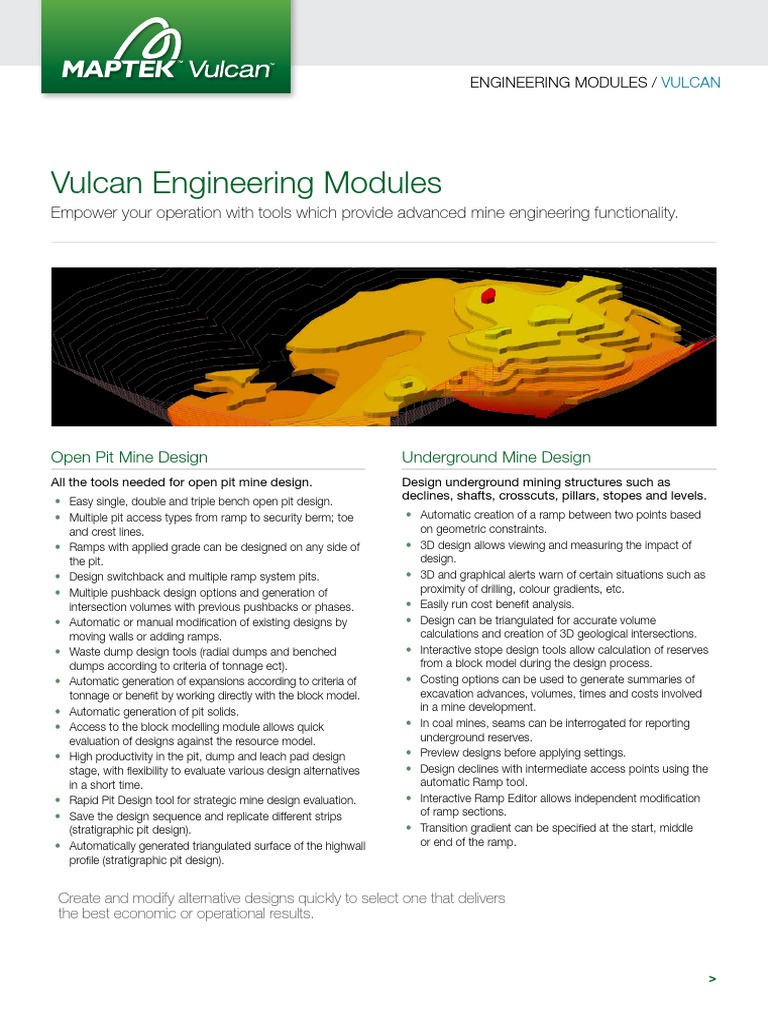 Maptek Vulcan Module Overview Engineering | PDF | Coal Mining | 3 D Computer Graphics