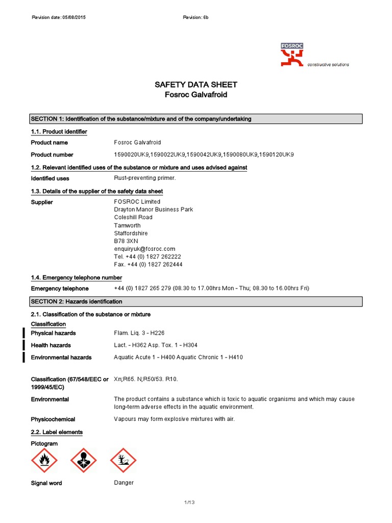 Galvafroid Data Sheet | PDF | Toxicity | Volatile Organic Compound