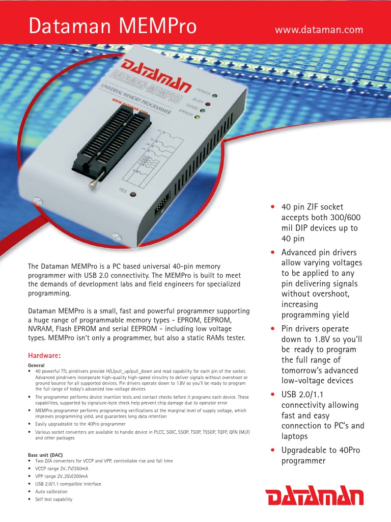Dataman Mempro Specification | PDF | Usb | Electrical Connector