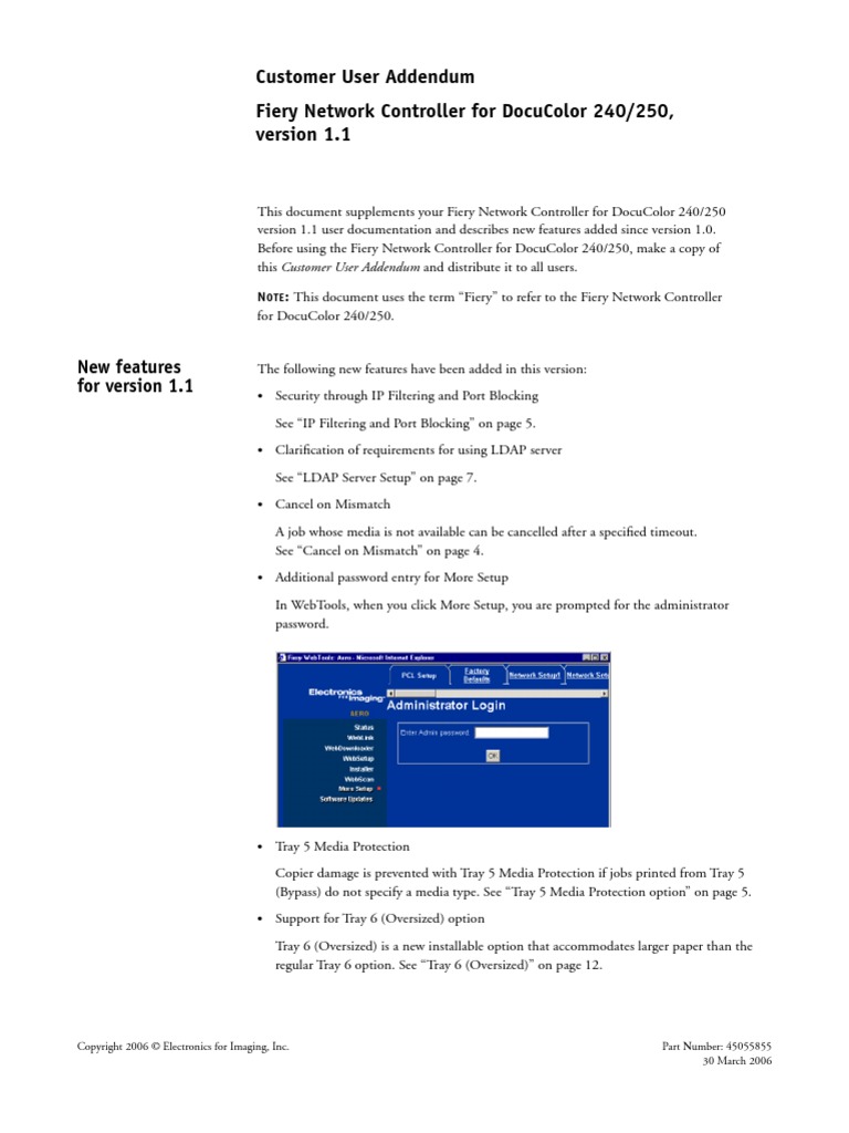 Customer User Addendum Fiery Network Controller For Docucolor 240/250 | PDF | File Transfer ...