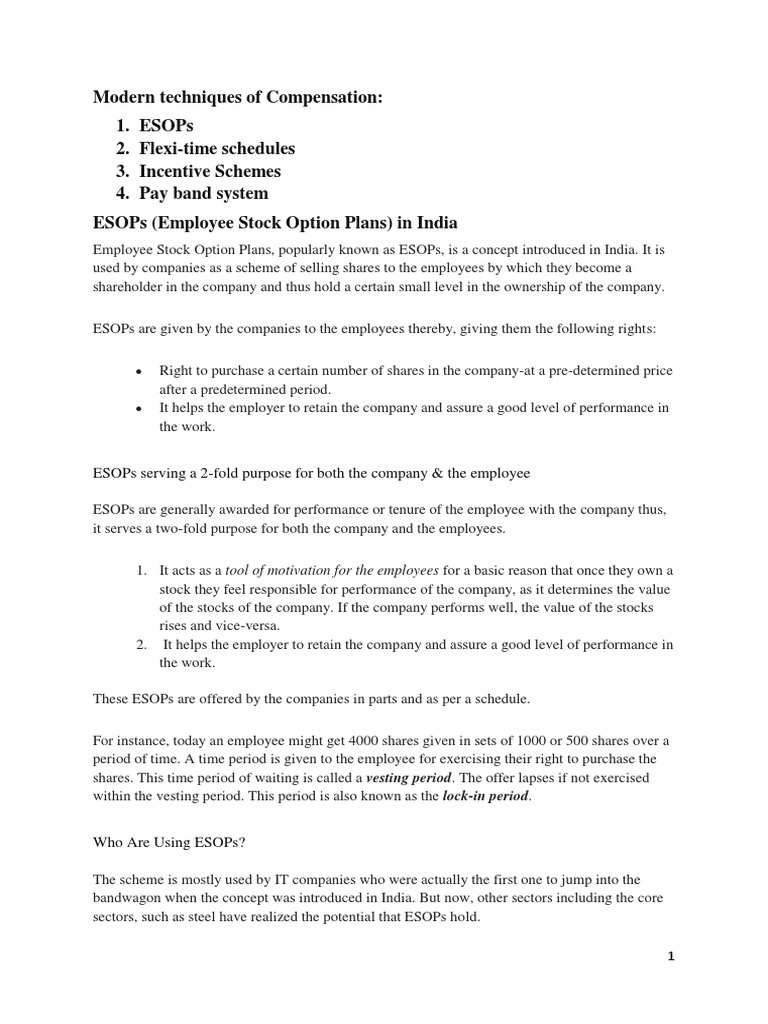 Modern Compensation Techniques | PDF | Employee Stock Option | Vesting