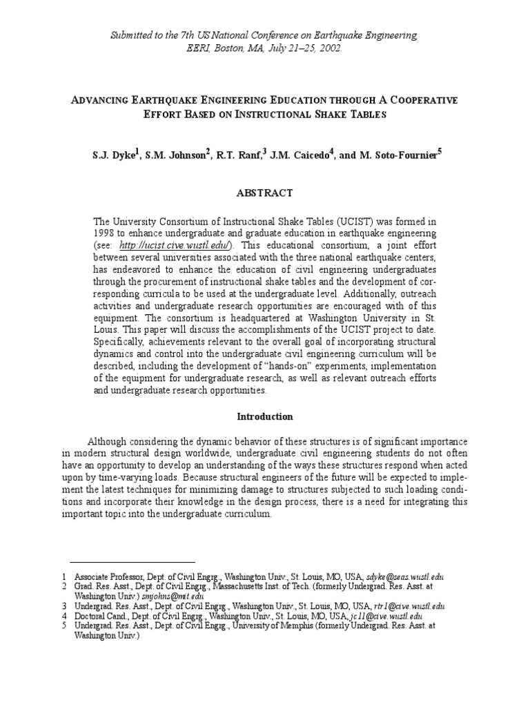 Advancing Earthquake Engineering Education | PDF | Earthquake ...