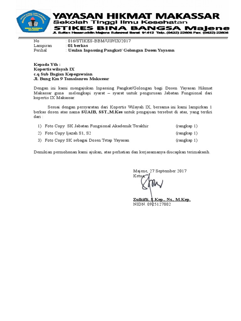 USULAN INPASSING PANGKAT DOSEN | PDF