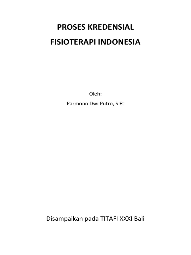 Pedoman Kredential Fisioterapi Indonesia 9516 | PDF | Sains & Matematika