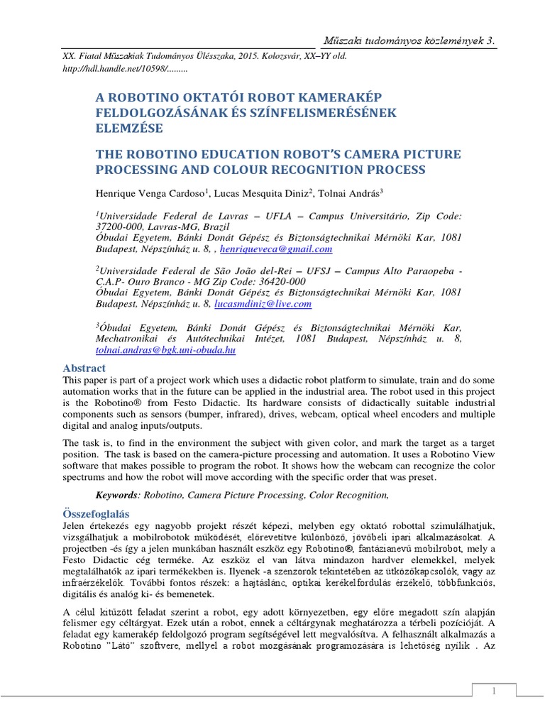 Robotino Camera Picture Processing | PDF