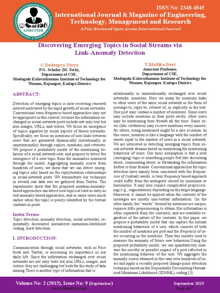 Discovering Emerging Topics in Social Streams Via Link-Anomaly ...