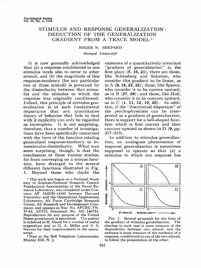 Stimulus and Response Generalization - Deduction of The Generalization Gradient From A Trace ...