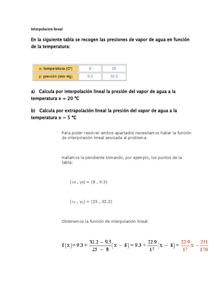 Interpolacion Lineal | PDF | Ecuaciones | Matemáticas Aplicadas