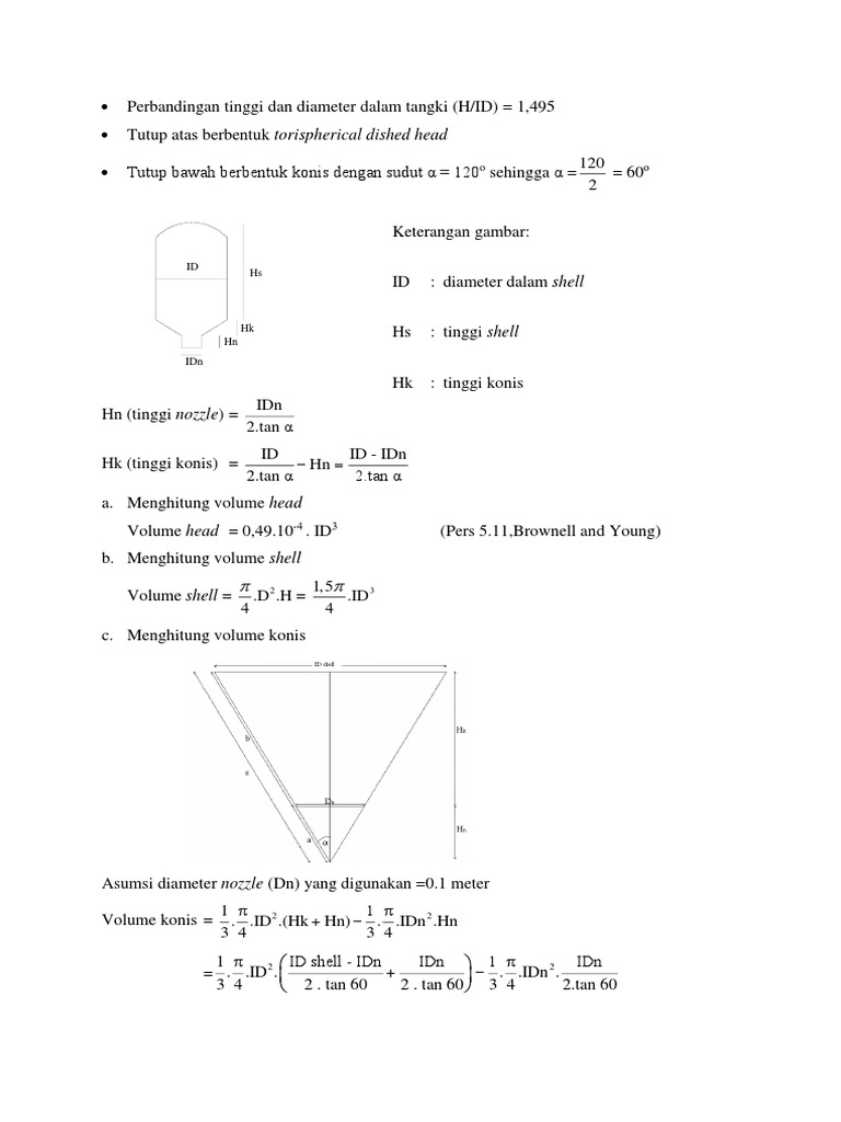 DIMENSI DAN PERHITUNGAN KOMPONEN TANGKI PENYIMPANAN BERBENTUK ...