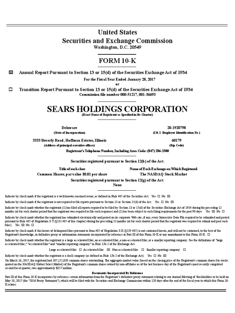 SHC 2016 Form 10-K | PDF | Credit (Finance) | Market Liquidity