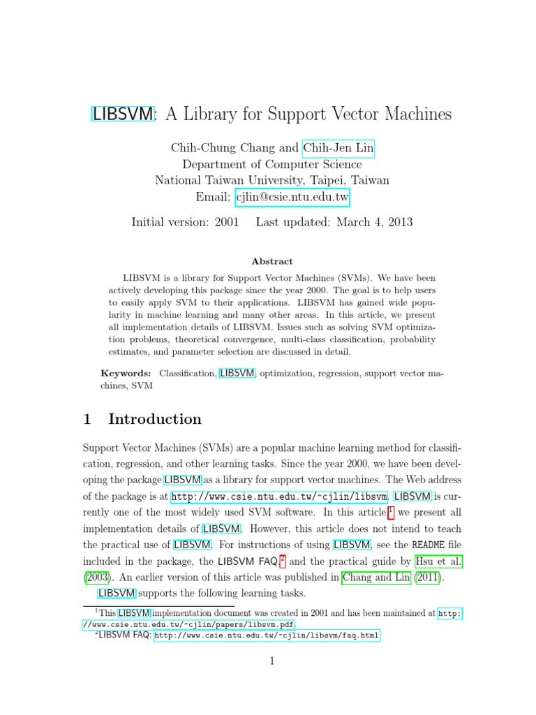 Libsvm A Library For Support Vector Machines Download Free Pdf Support Vector Machine