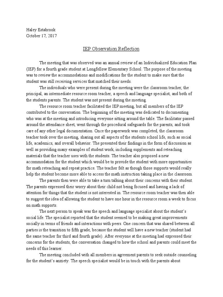 Iep Observation | Download Free PDF | Behavioural Sciences