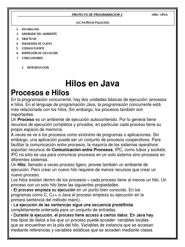 Introducción | PDF | Hilo (Computación) | Java (lenguaje de programación)