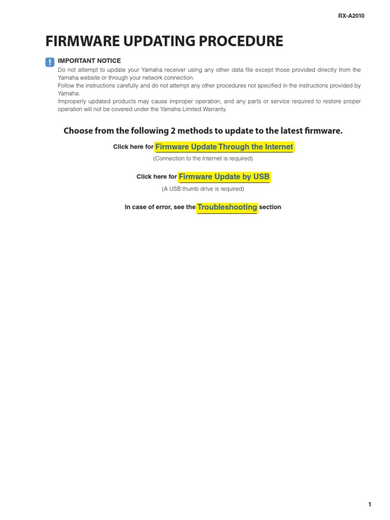 Firmware Updating Procedure: Choose From The Following 2 Methods To ...