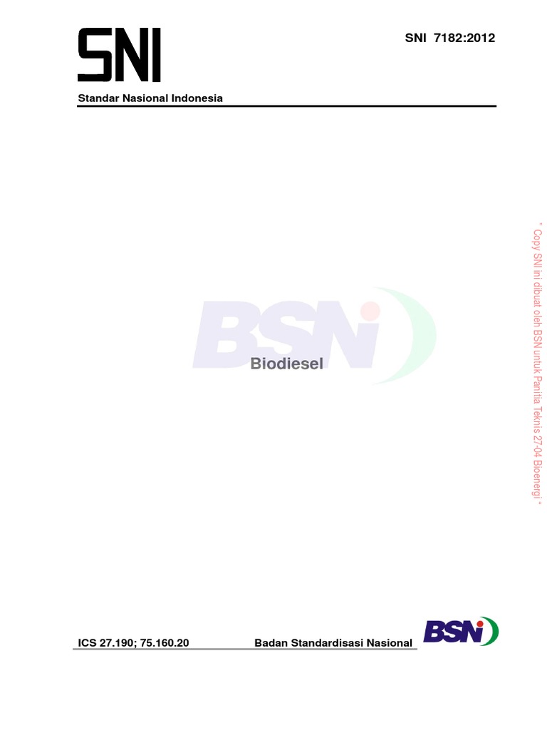 SNI 7182-2012 Biodiesel | PDF