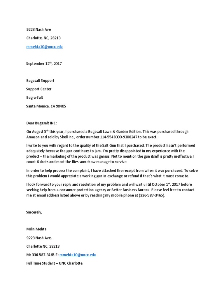 Milin Mehta - Complaint Letter | PDF