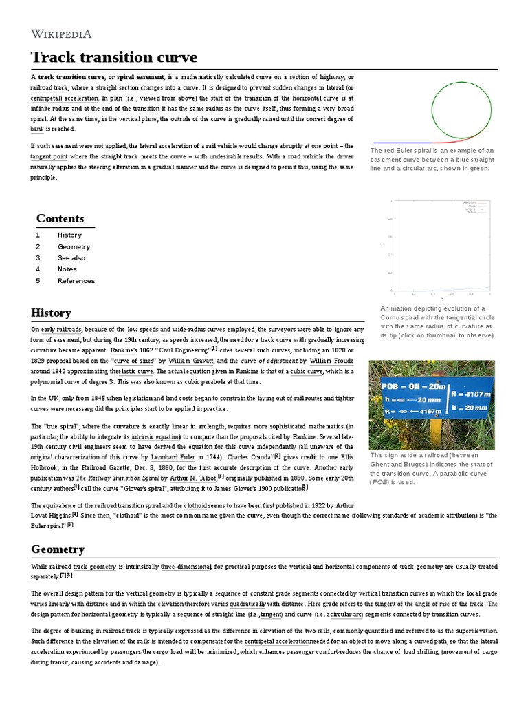 Track Transition Curve | PDF | Geometry | Mathematical Analysis