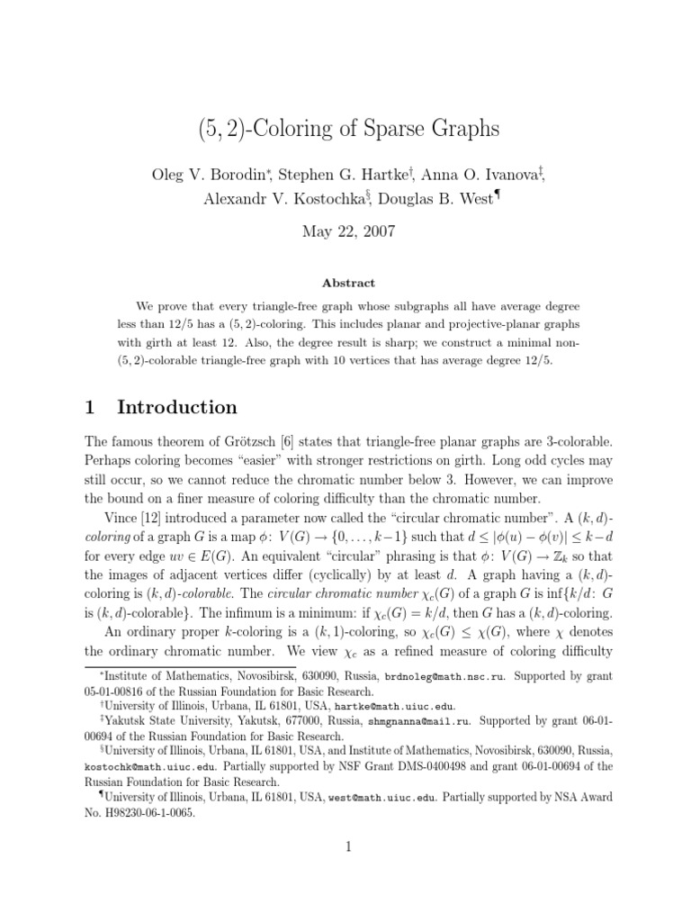 (5, 2) - Coloring of Sparse Graphs | PDF | Vertex (Graph Theory ...