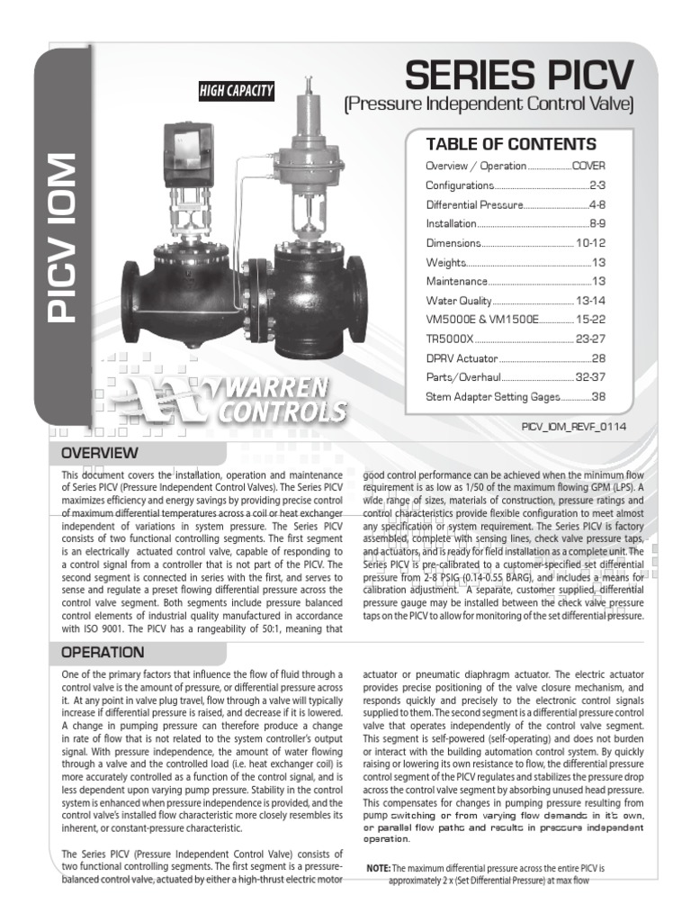 Series PICV Installation & Maintenance Guide | PDF | Valve | Pipe ...