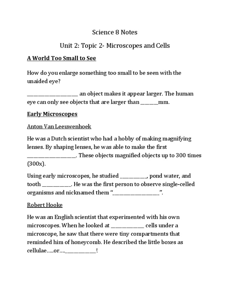 Topic 2 Student Notes Fib | PDF | Microscope | Applied And ...