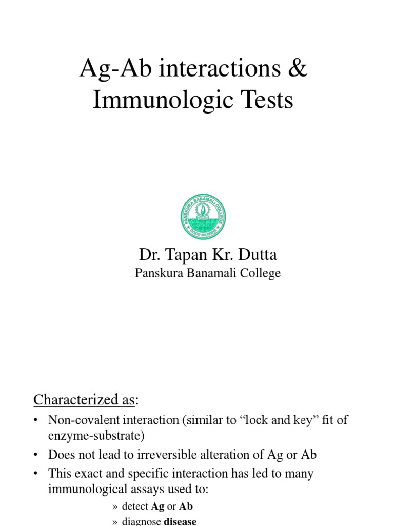 Ag-Ab Interactions & Immunologic Tests | PDF | Elisa | Molecular Biology