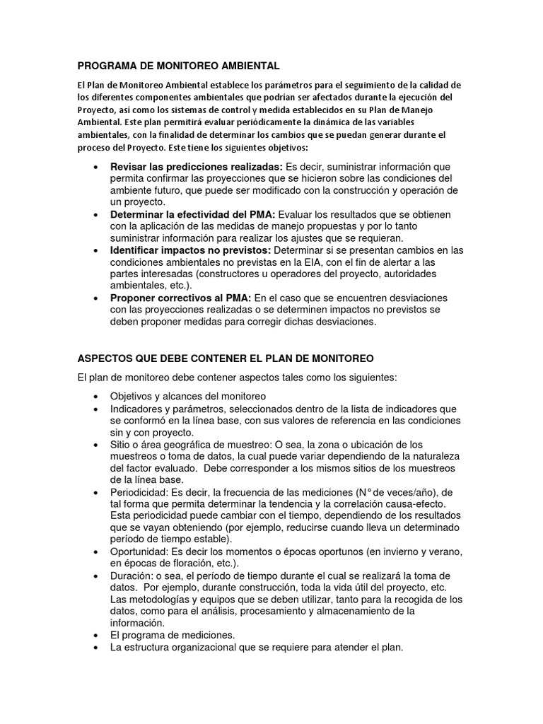 Programa de Monitoreo Ambiental | PDF | Informática y tecnología de la información | Science