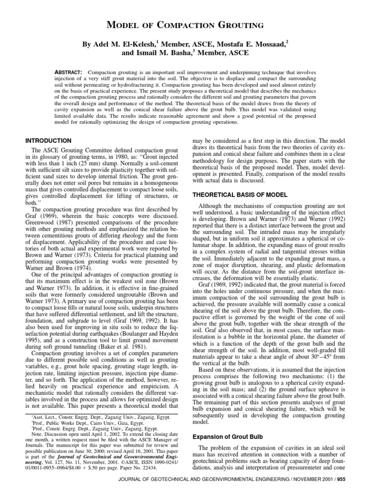 Model of Compaction Grouting | PDF | Fracture Mechanics | Plasticity (Physics)