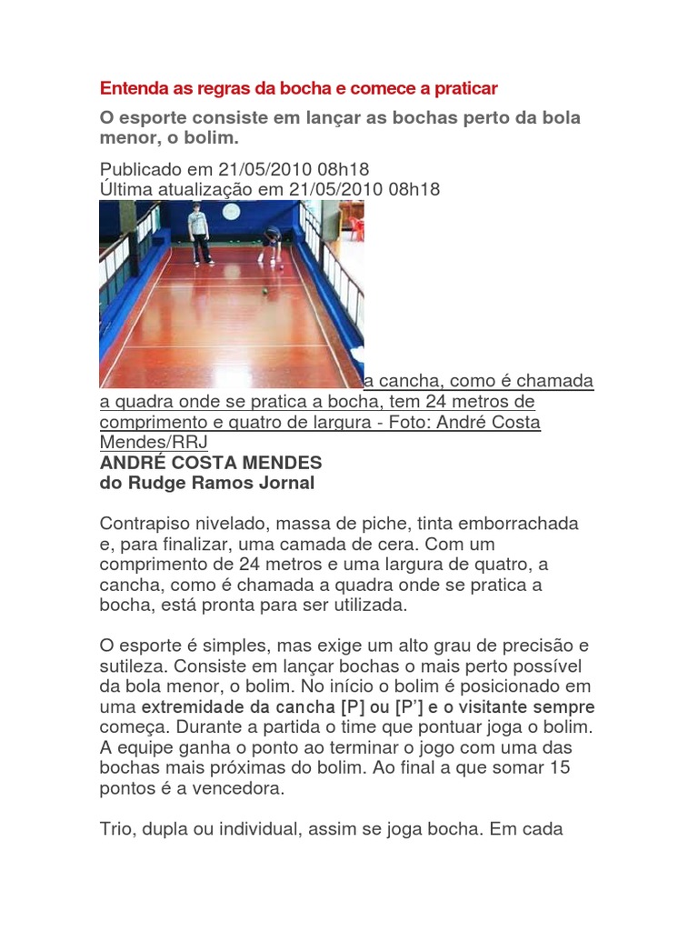 Entenda as Regras Da Bocha e Comece a Praticar | Lazer | Jogos