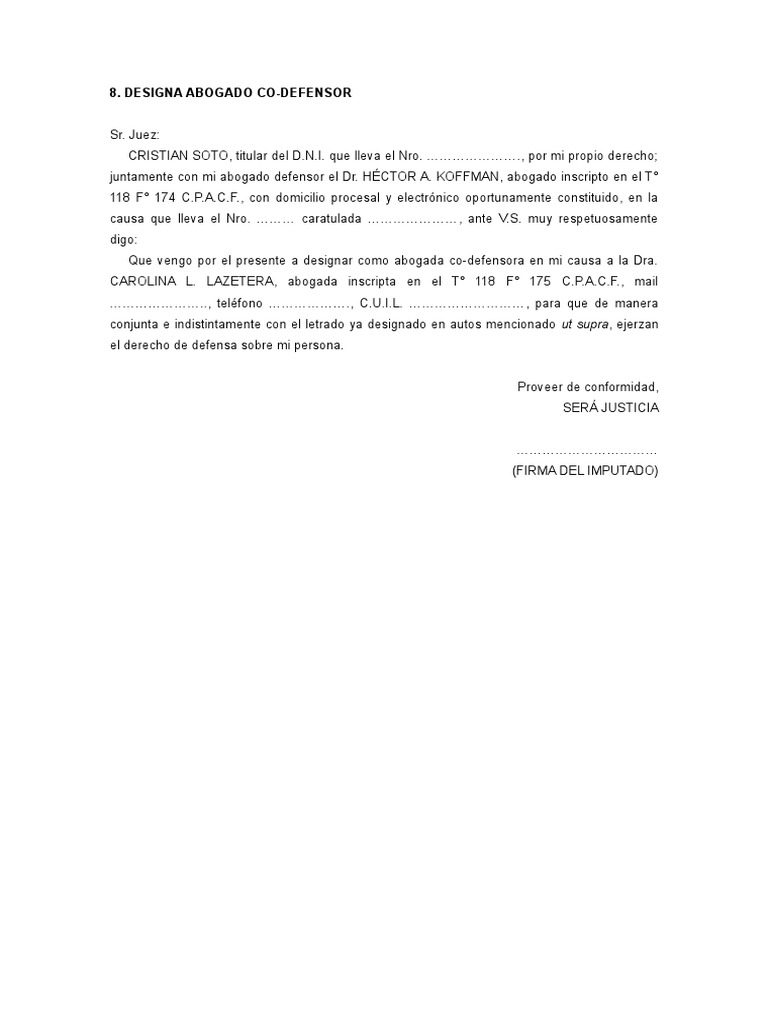 Designa Abogado Co-Defensor | PDF | Derecho
